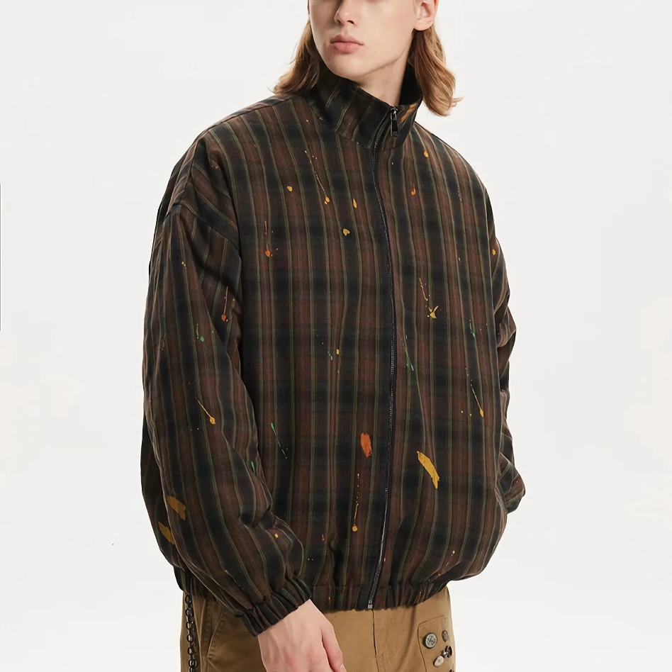 Men's Retro Plaid Puffer Jacket