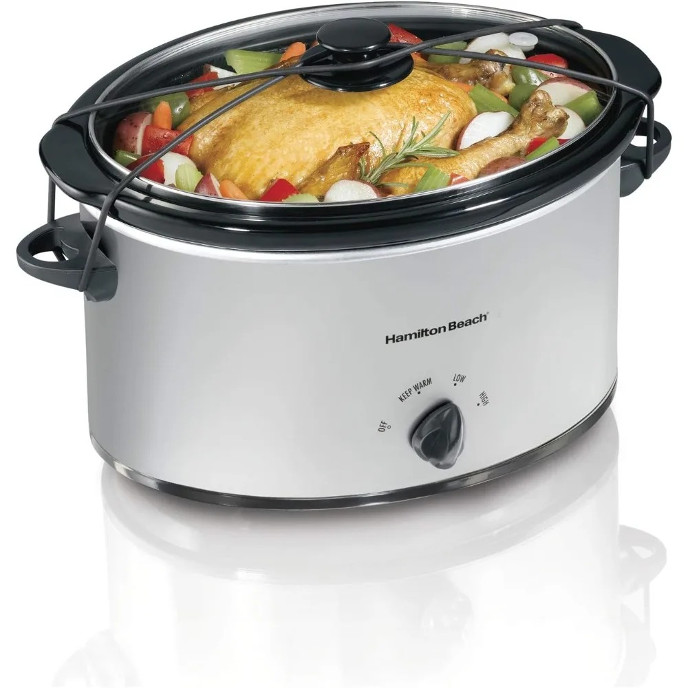 7-Quart Portable Slow Cooker with Lid Latch Strap