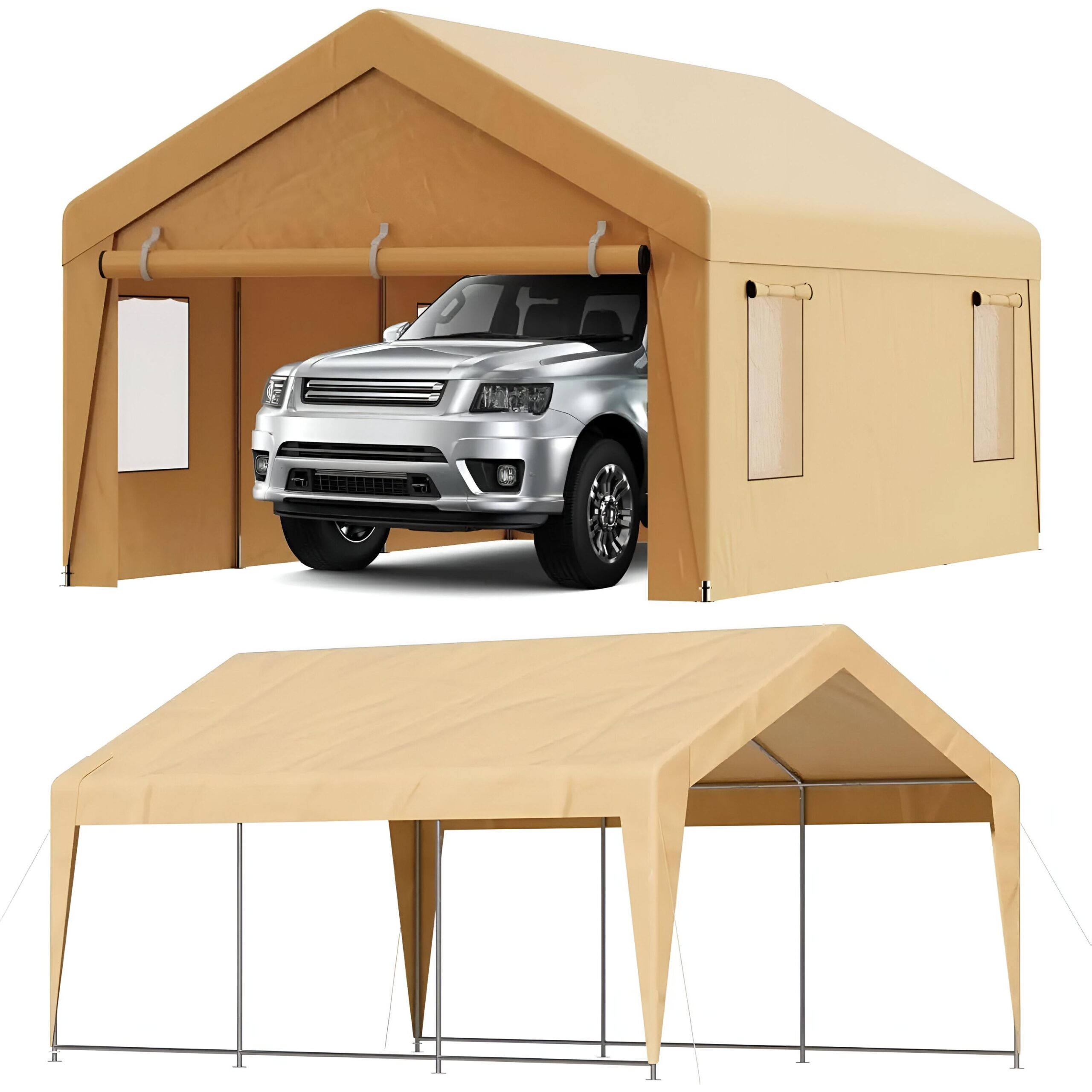 Portable Garage with Reinforced Steel Frame & Sidewalls